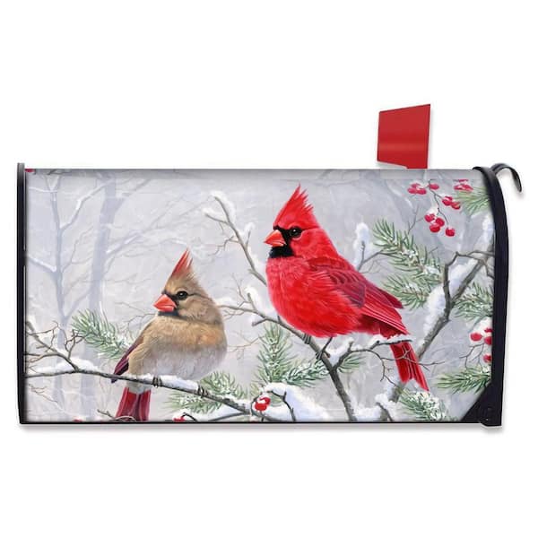 Mr. Garden 18 in. x 21 in. Winter Bird Cardinal Magnetic Mailbox Cover ...