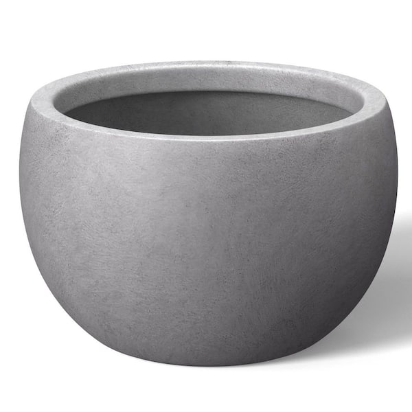 Morrava 20 in. Large Light Stone Gray Concrete Round Planter / Pot with ...