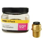 Tectite 3/4 in. Brass Push-To-Connect Inlet x 3/4 in. CTS Stem 3-Port Open Manifold with 1/2 ...