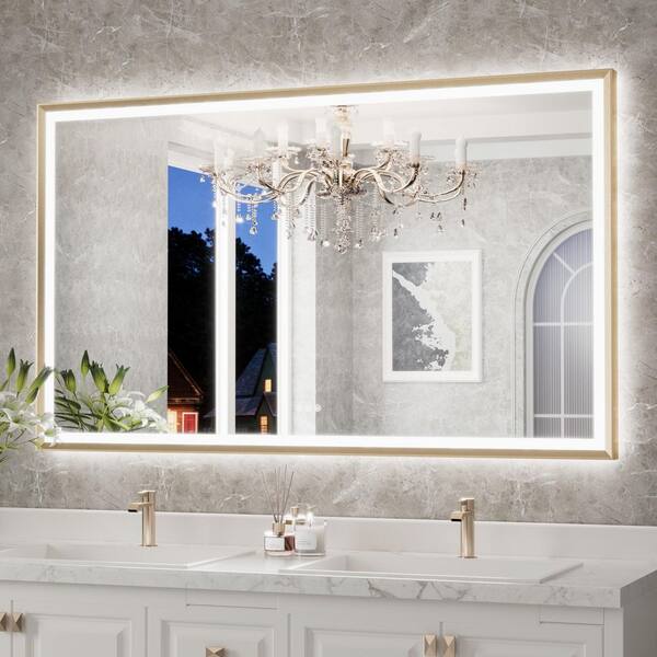 TETOTE 60 in. W x 36 in. H Rectangular Framed LED Lighted Bathroom ...
