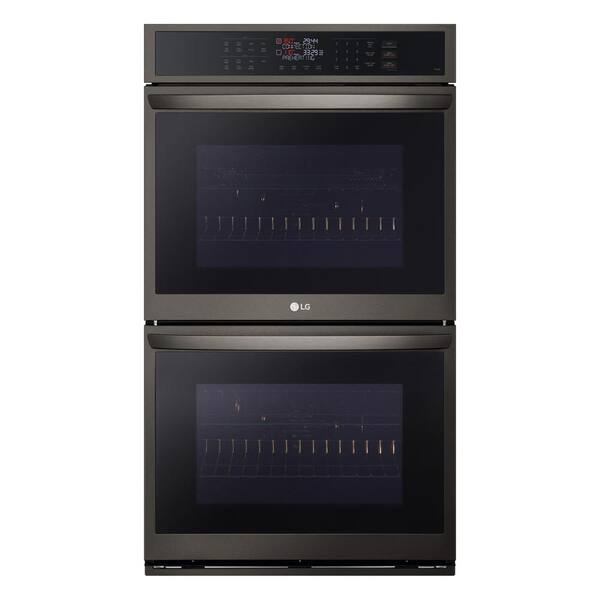 Black stainless steel double wall oven store