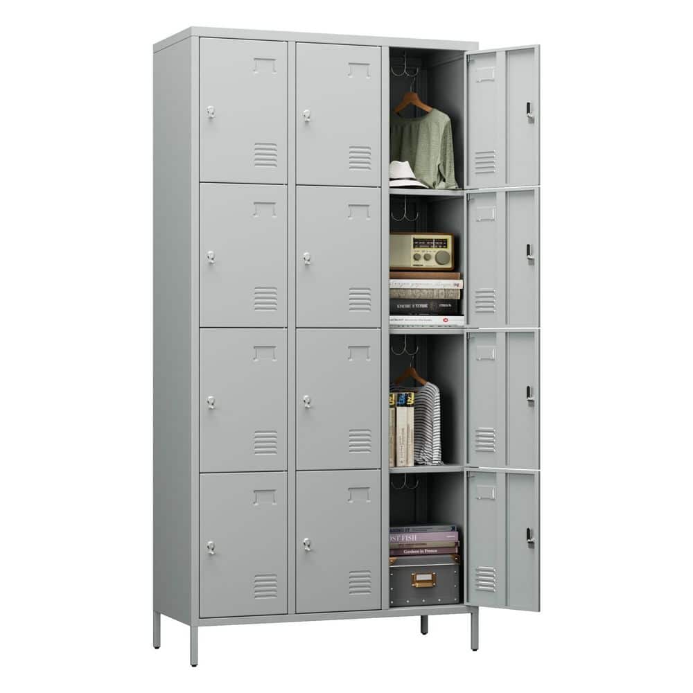 Kaikeeqli 72" H Metal Storage Employees Locker with 12 Doors and Hooks ...