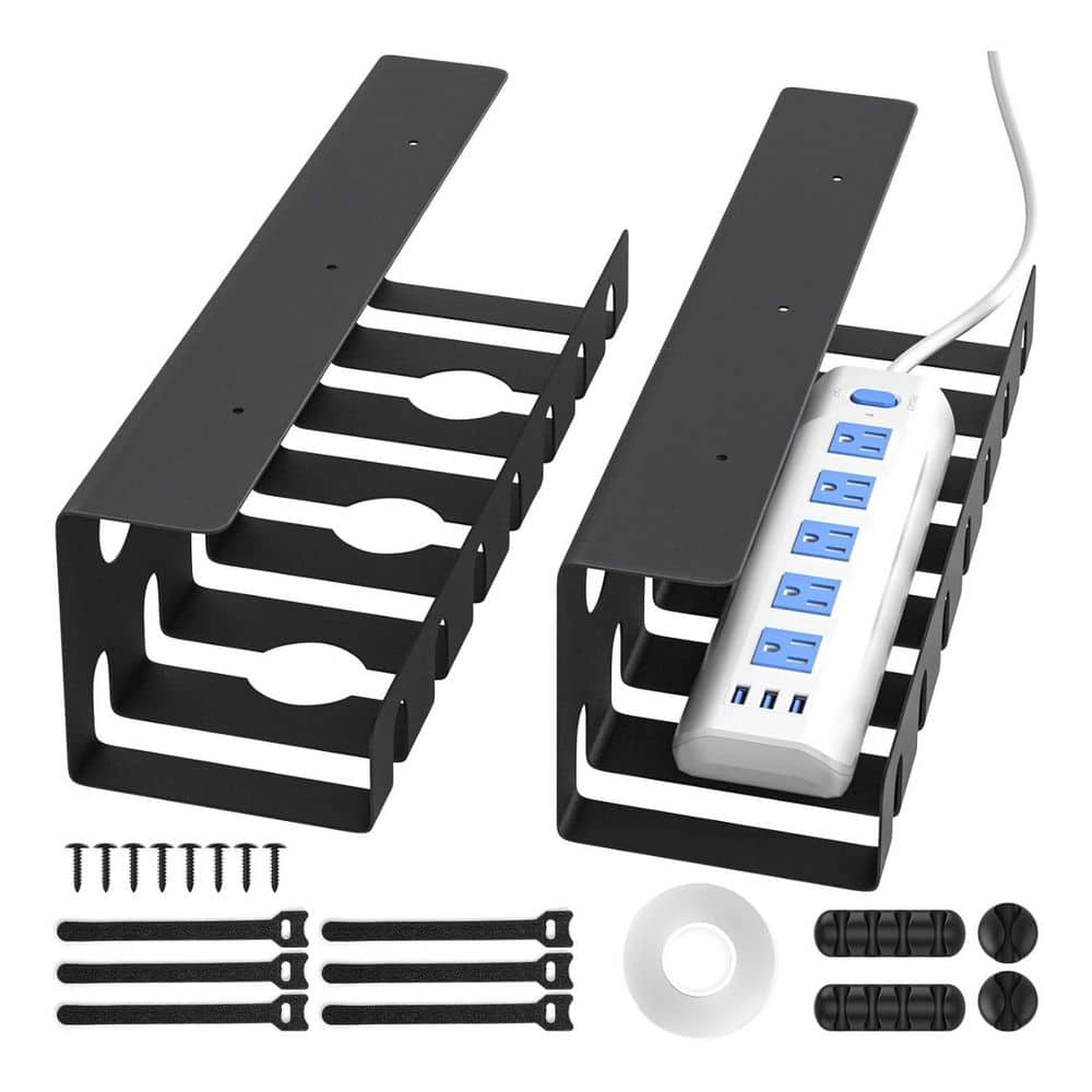 Yichuhaoxi 2 Pack Metal Under Desk Cable Management Tray U-Channel Cord ...