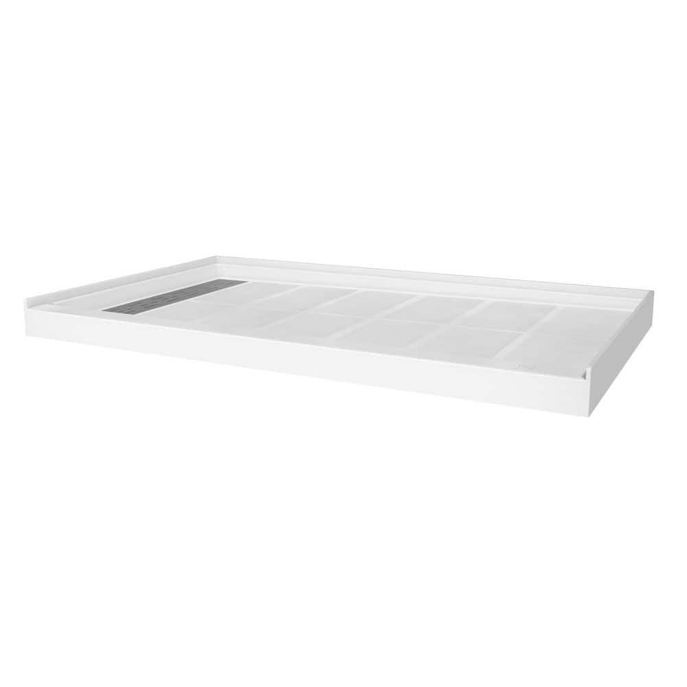 VANITYFUS 60 in. L x 36 in. W Single Threshold Alcove Shower Pan Base ...
