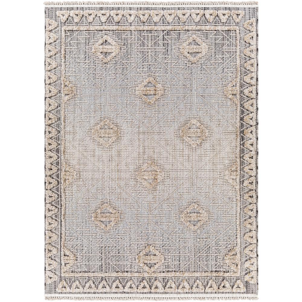 Livabliss Zaragoza 9 ft. x 12 ft. Beige/Charcoal Border Indoor Area Rug ...
