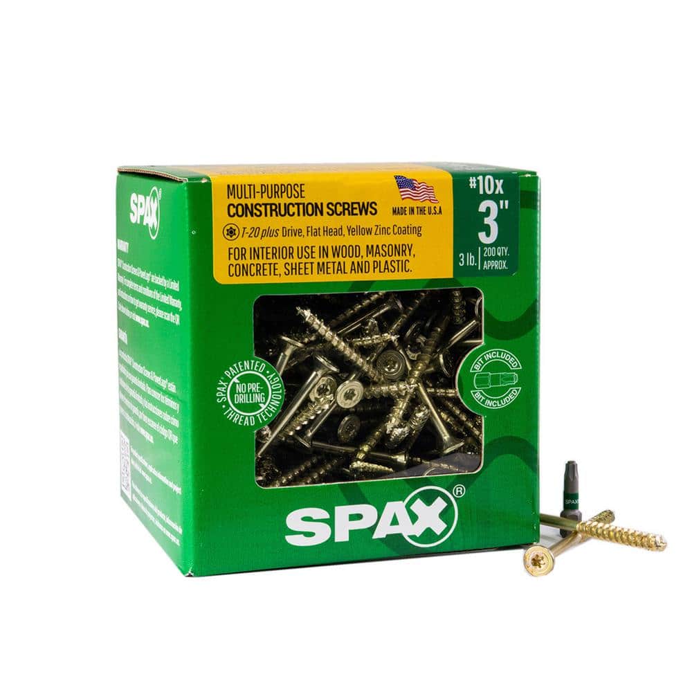 SPAX #10 x 3 in. Interior Flat Head Wood Screws Construction Framing ...