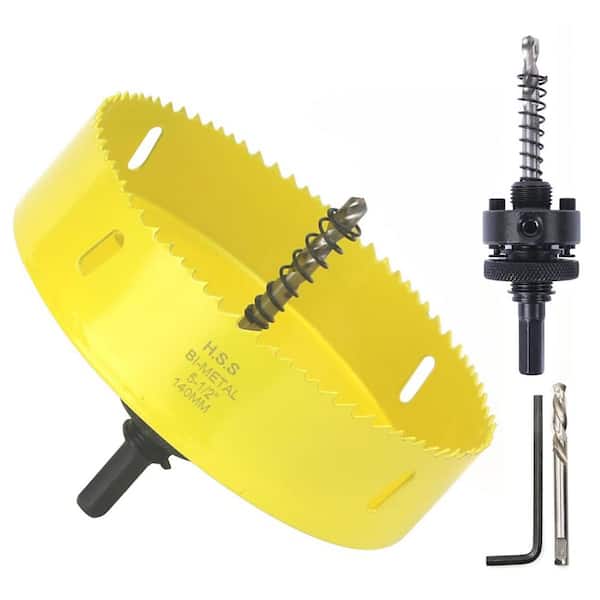 5-1/2 in. Bi-Metal Hole Saw with Arbor Mandrel for Wood Soft Metal ...