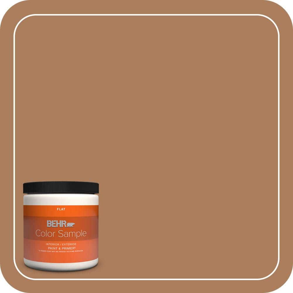 BEHR PREMIUM PLUS 8 oz. #S230-6 Burnt Toffee Flat Interior/Exterior ...