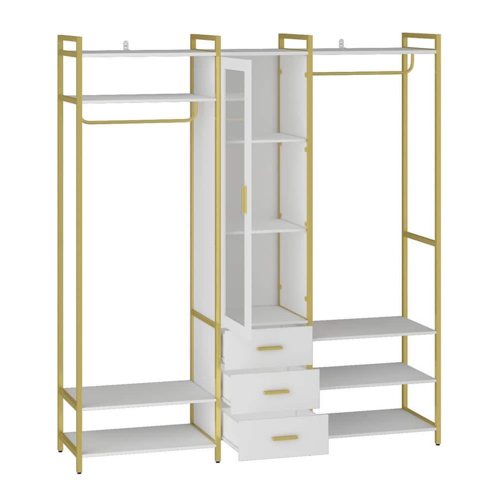 FUFU&GAGA White and Golden Wooden and Metal Hall Tree, Clothes Rack ...