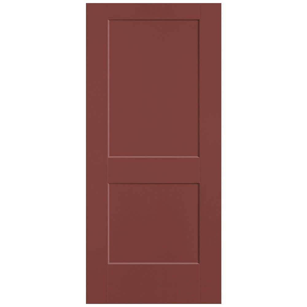 Masonite 36 in. x 80 in. 2-Panel Logan Single Bore Hollow Core Red ...