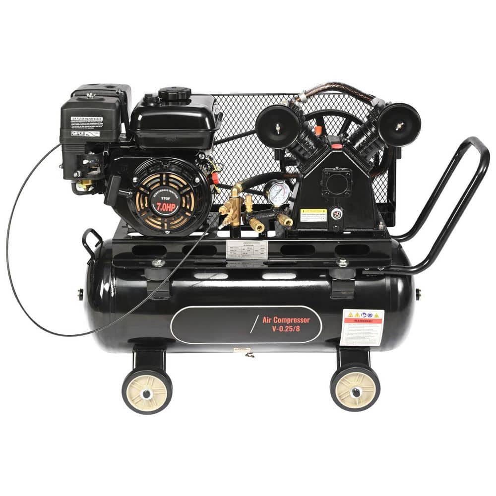 SKYSHALO 7 HP Gas Powered Air Compressor, 13.2 gal. Horizontal Air ...