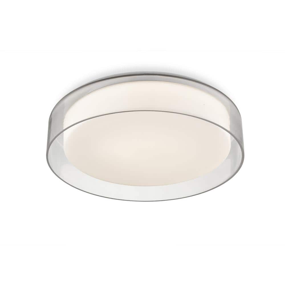 KUZCO Aston 14 in. 1 Light 24-Watt Clear Integrated LED Flush Mount ...