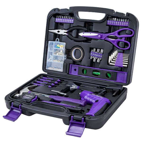 Laybus 149-Piece Purple Tool Set with Purple Cordless Screwdriver ...