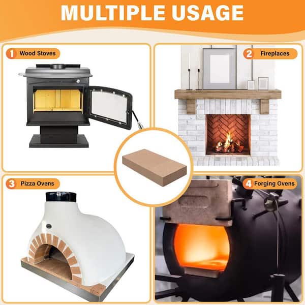 Angel Sar 9 in. x 4-1/2 in. x 1-1/4 in. Clay Food Grade Insulating Fire ...