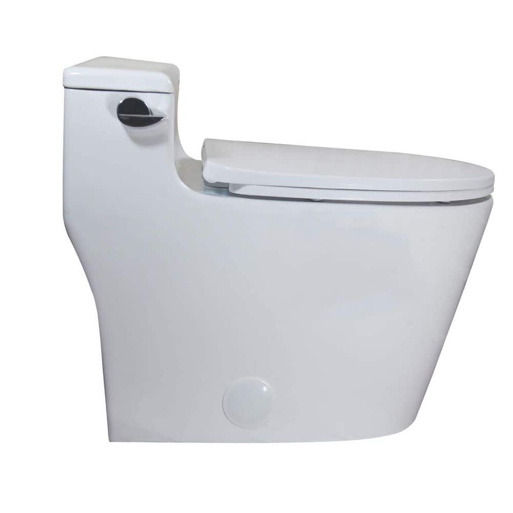 Yingze 12 in. 1-Piece 1.28 GPF Single Flush Elongated Toilet in White ...
