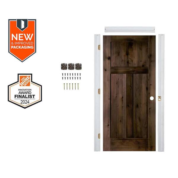 Krosswood Doors 32in.x80in. Left-Hand Shaker Knotty Alder Black Stain ...