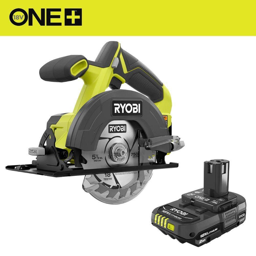 RYOBI ONE+ 18V Cordless 5 1/2 in. Circular Saw with ONE+ 18V 2.0 Ah ...