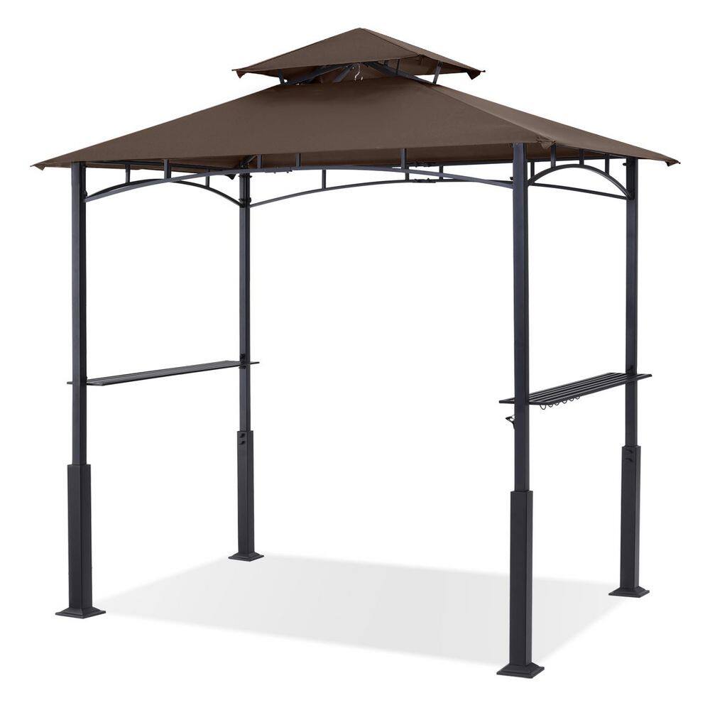 ABCCANOPY 5 ft. x 8 ft. Brown Outdoor Patio Grill Gazebo with Powder ...