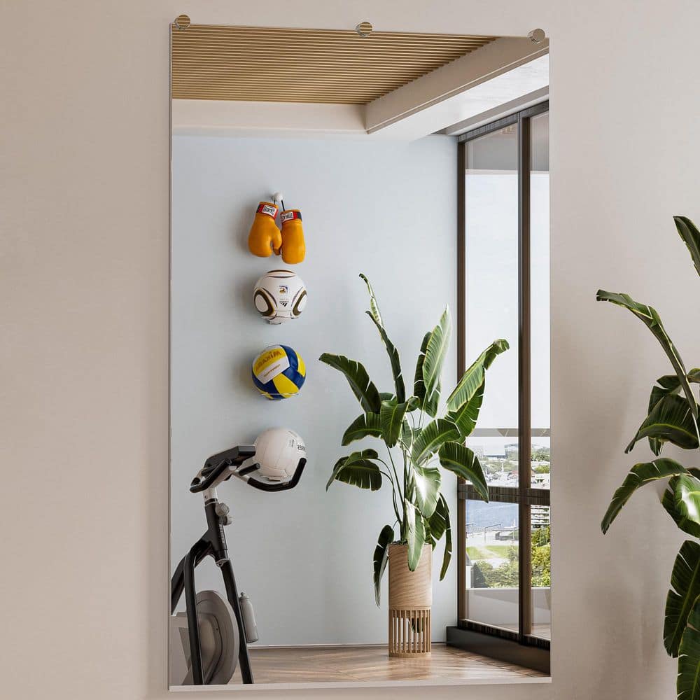 TETOTE 36 in. W x 60 in. H Rectangular Frameless Wall Mirror Gym Mirror Dance Mirror Bathroom ...