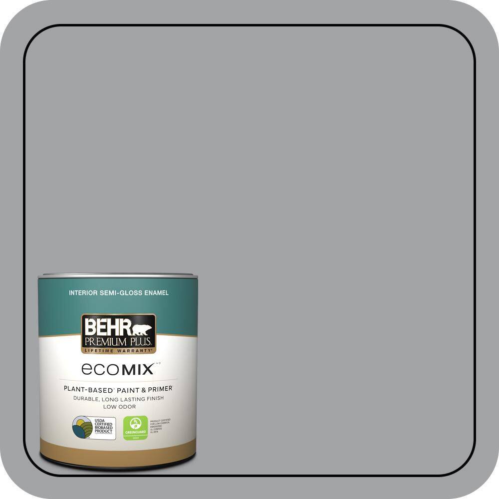 BEHR PREMIUM PLUS 1 qt. #N530-4 Power Gray Semi-Gloss Enamel EcoMix ...