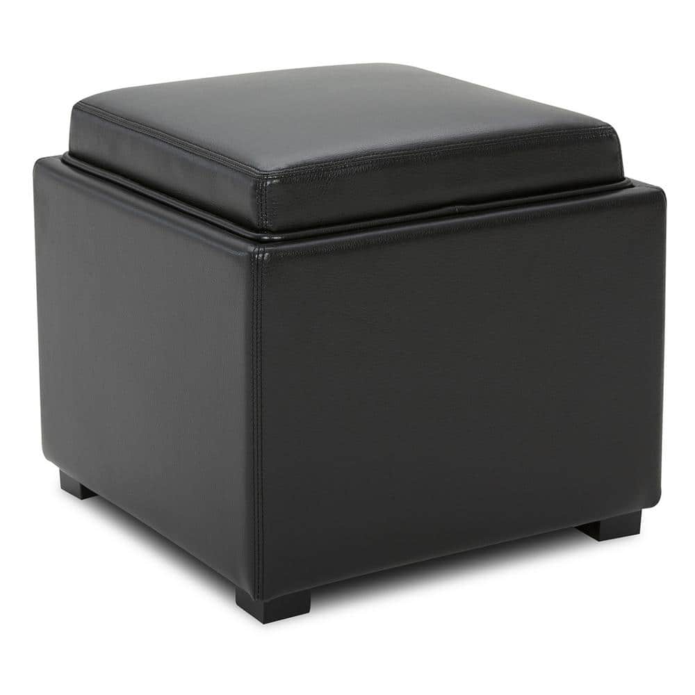 Spruce & Spring Riley 18 in. Wide Leather Contemporary Square Storage ...