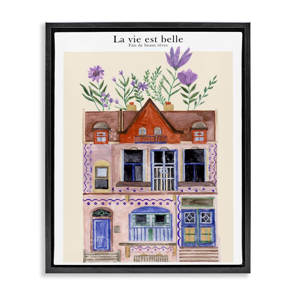 Stupell Industries Blooming City Building by Melissa Wang Black Floater ...