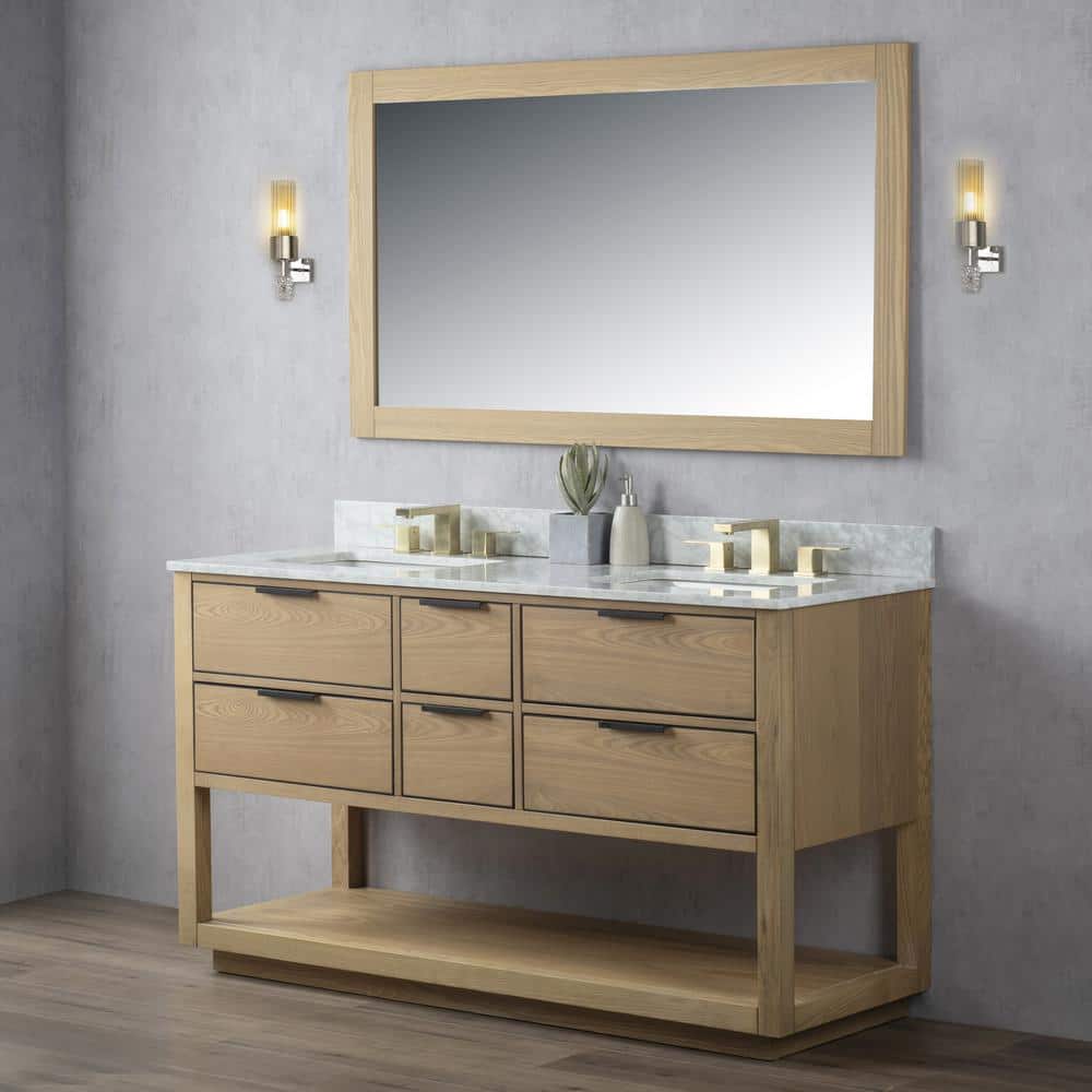 DESwan 60 in. W x 22 in. D x 34.3 in. H Double Sink Freestanding Bath ...
