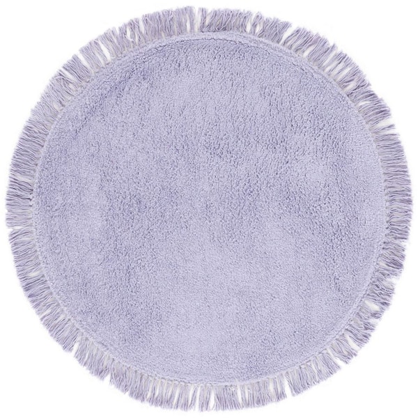 SAFAVIEH Easy Care Lilac 4 ft. x 4 ft. Modern Solid Fringe Round Area ...