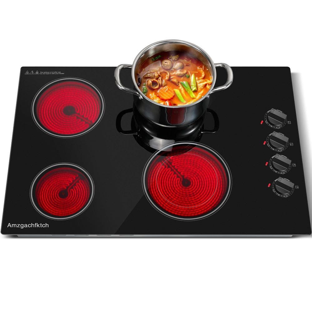 Amzgachfktch 30 in. 4 Elements Radiant Electric Cooktop in Black with ...