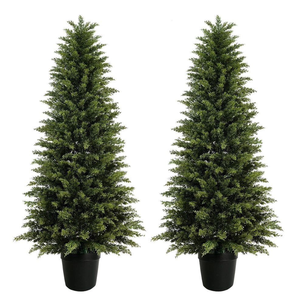 Vitalismo 5ft Artificial Cypress Trees in Planter Faux Cedar Trees Fake ...