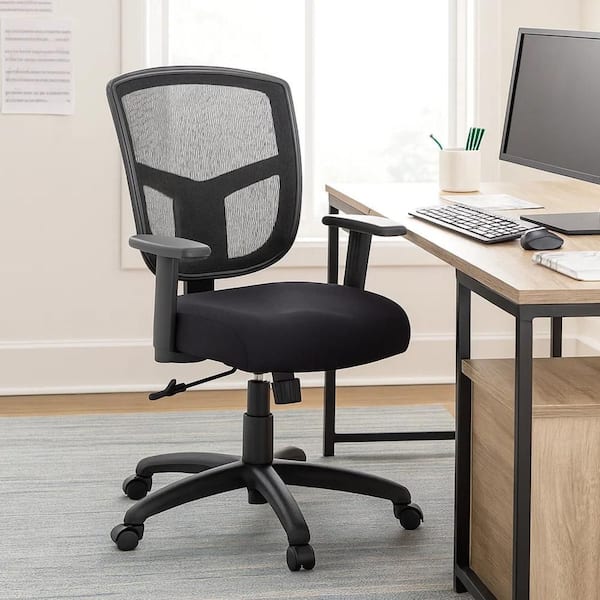 Benjara Oyo Mesh Swivel Task Chair in Black Arms BM344579 - The Home Depot