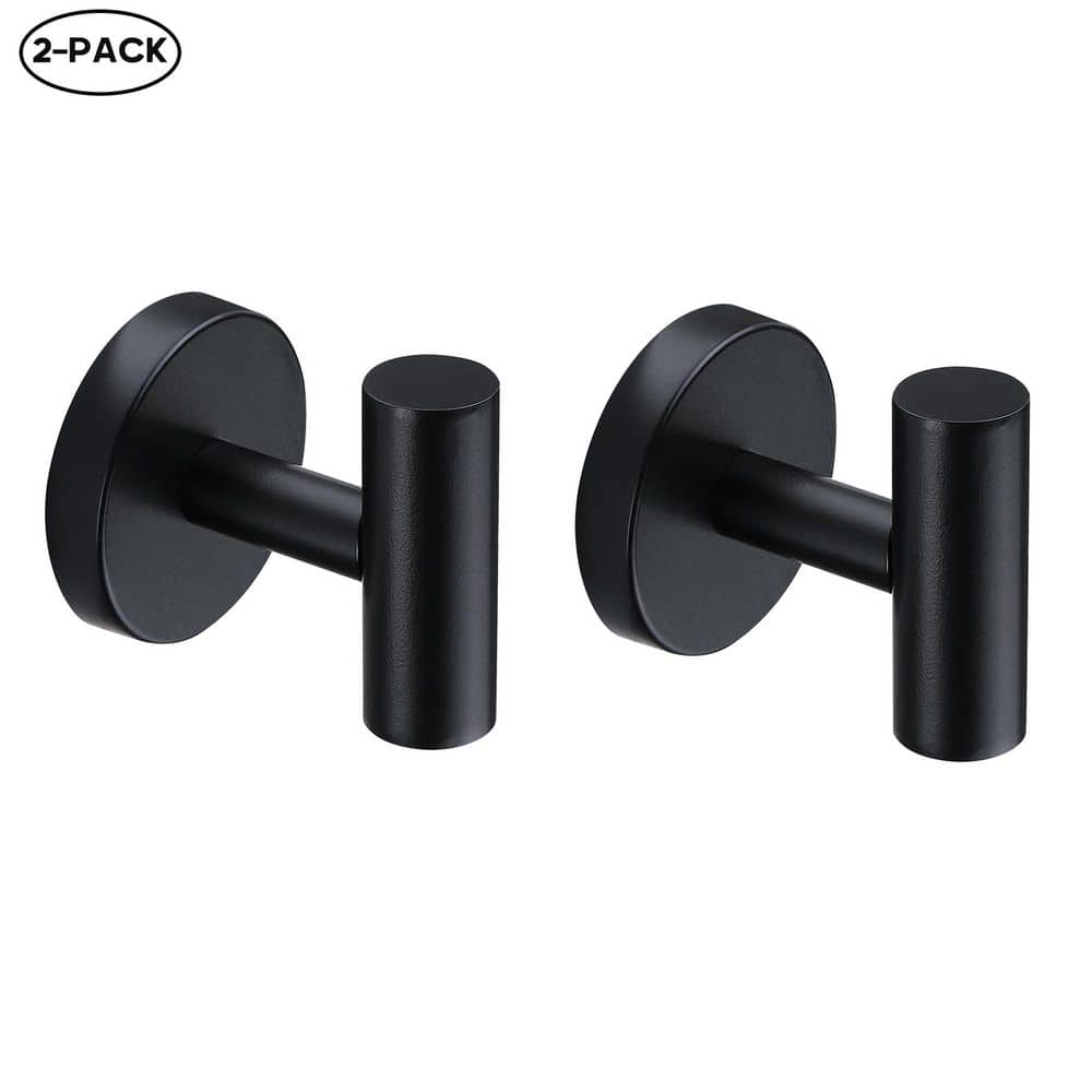 WISBEAM Knob Hooks Robe/Towel Hook 2.25 in Matte Black 2-Pack 2B02095-BK - The Home Depot