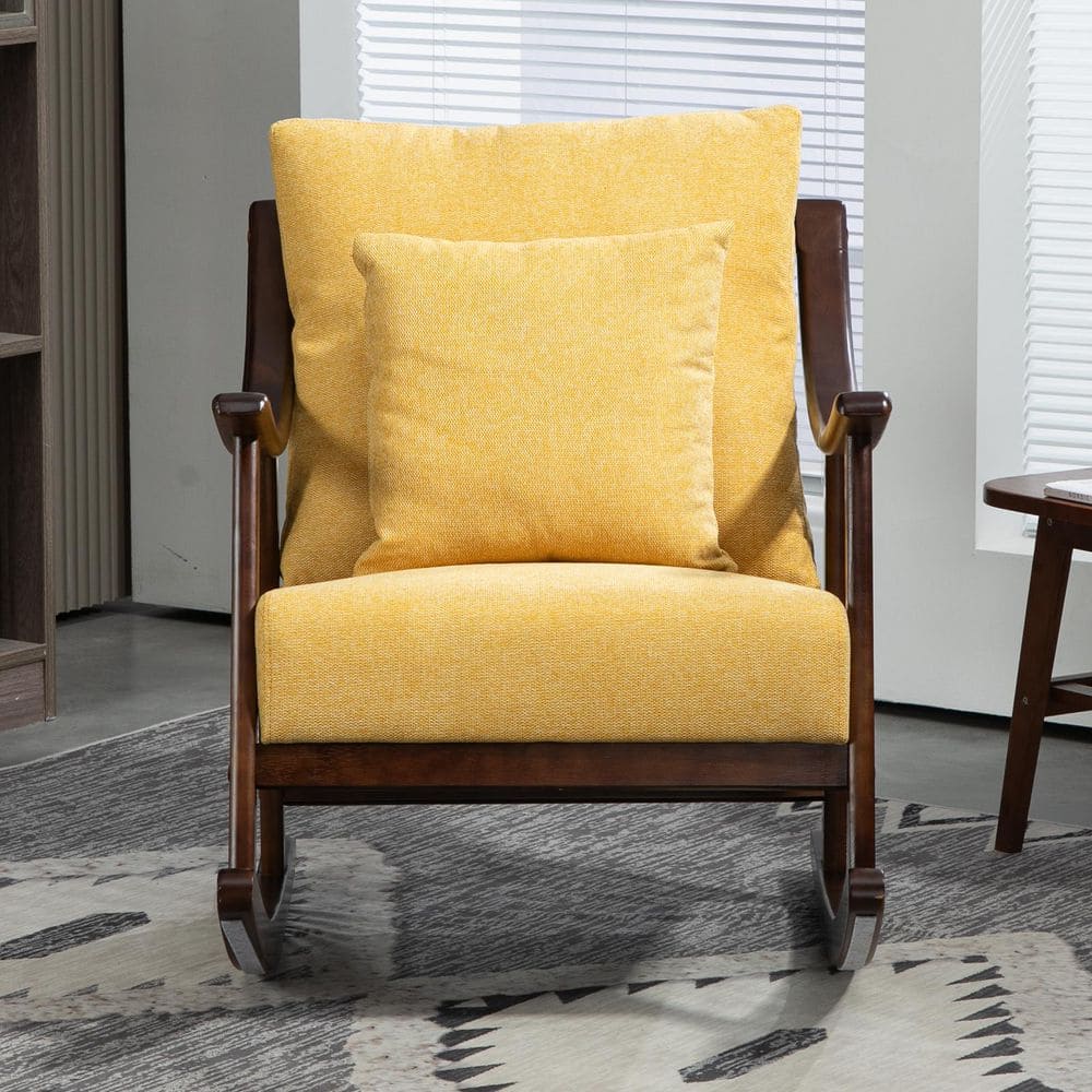 YOFE Yellow Fabric Modern Glider Rocking Chair, Living Room Accent ...