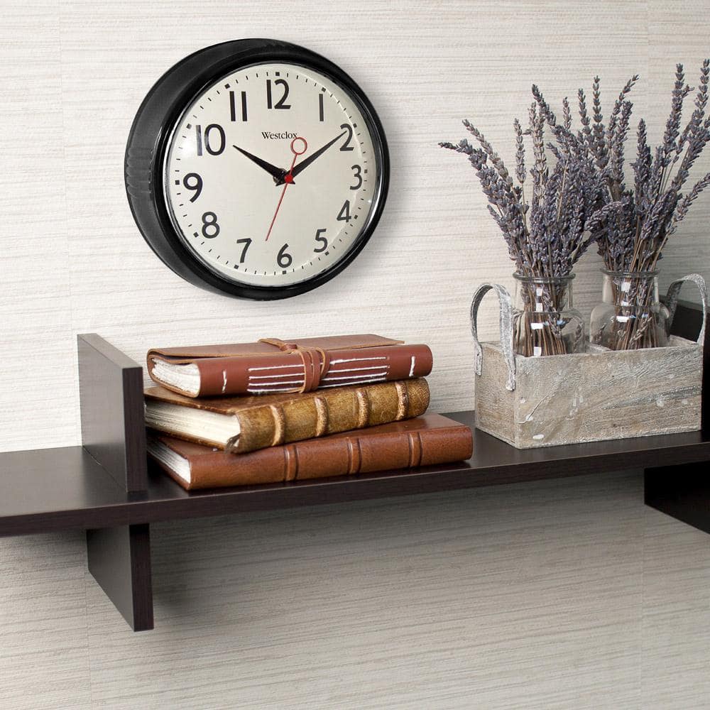 Westclox 9.5 in. Black Retro Wall Clock 32042BK - The Home Depot
