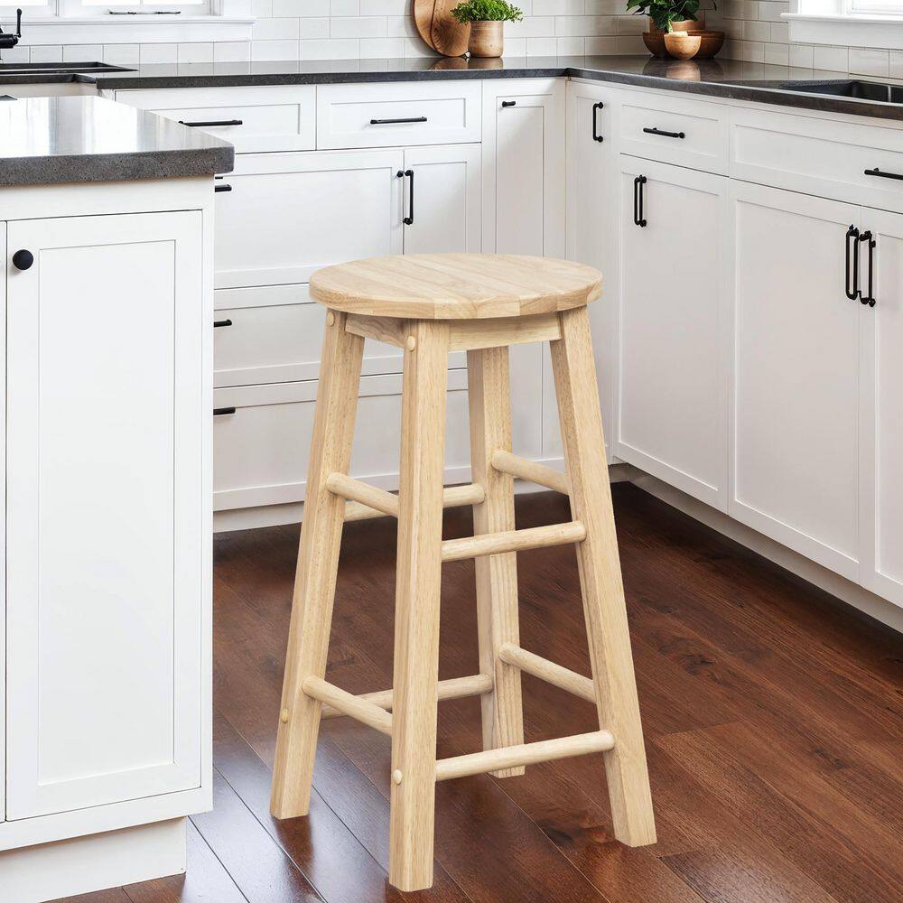 Linon Home Decor Lopes 24 in. Unfinished Backless Wood Counter Stool ...