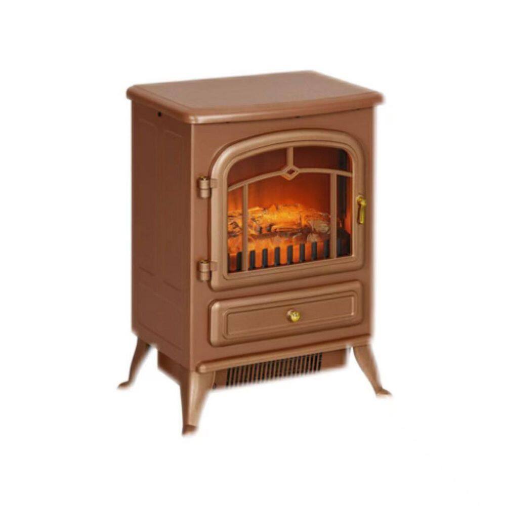 1450-Watt Dark Brown Electric Fireplace Heater Furnace with Realistic ...