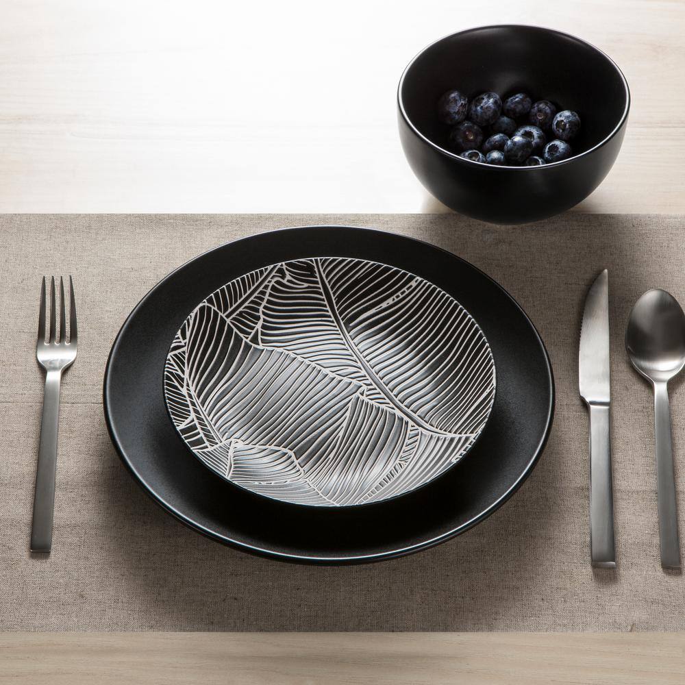 Sango Goa 12-Piece Casual Black Stoneware (Service for 4 ...