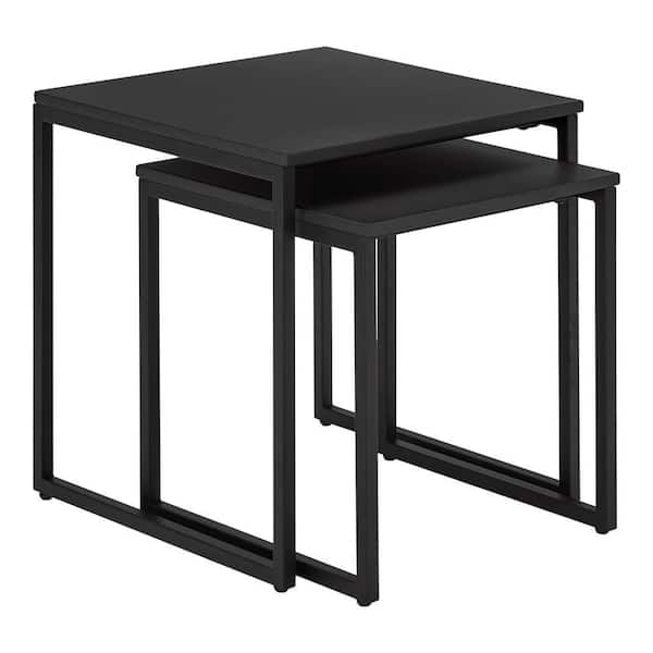 StyleWell Donnelly Black Nesting Tables with Black Wood Top (Set of 2 ...
