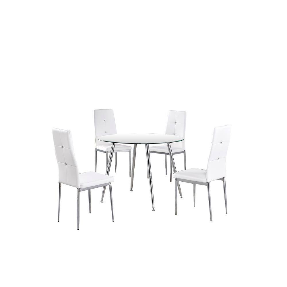 Best Master Furniture Fermin 5-Piece White Round Dinette Set T246W5 ...