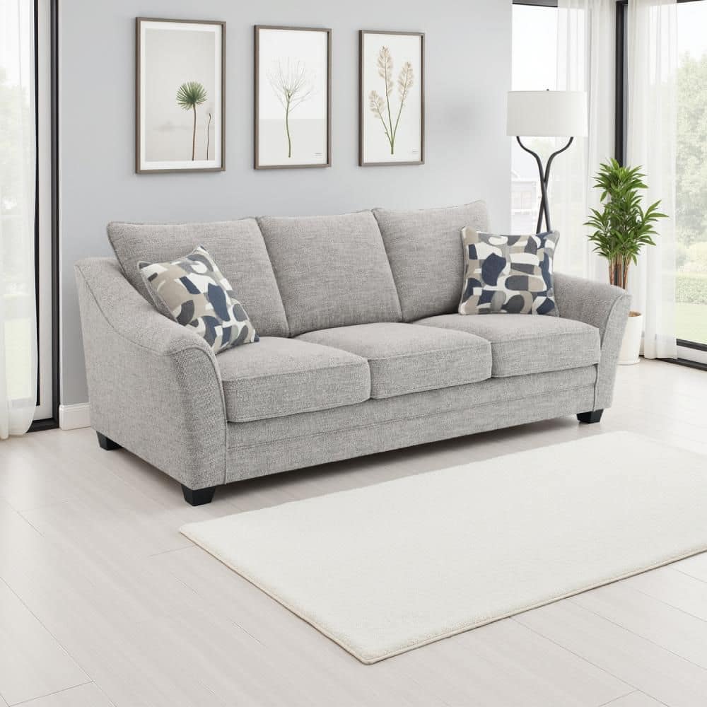 Benjara Kito 84 in. Slope Arm Fabric Rectangle Shape with 2-Accent ...