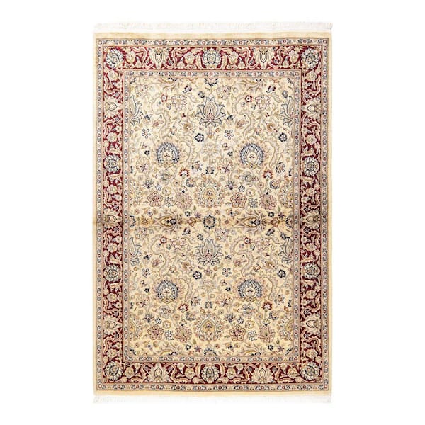 Chloe & Olivia Home Mogul Ivory 4 ft. x 6 ft. Oriental Wool Indoor Area ...