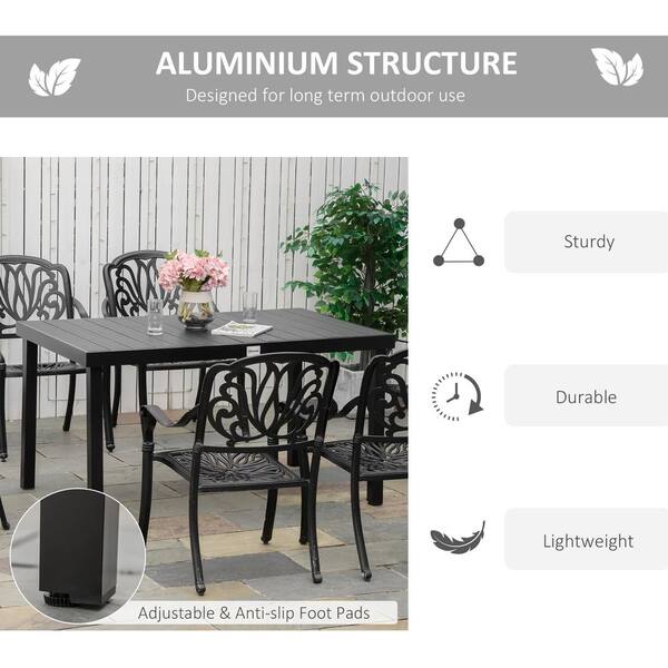 Powder coated aluminum outdoor dining table store