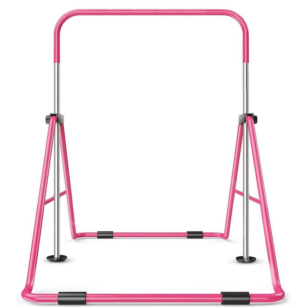 Afoxsos Adjustable Height 35-51 in. Pink Folding Gymnastics Bar for ...