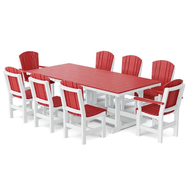 Wildridge Heritage 9-Piece Cardinal Red and White HDPE Plastic Outdoor ...