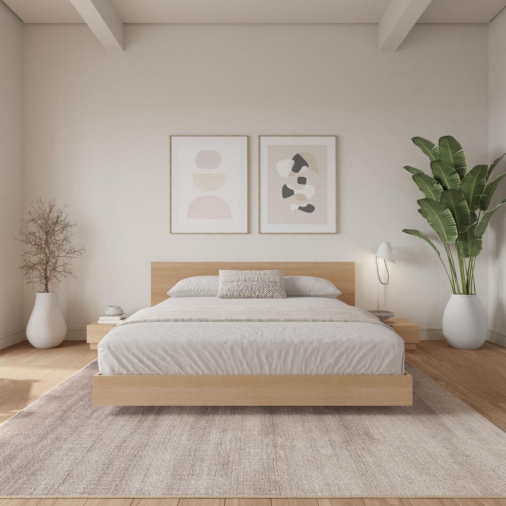 Nexera Satori 4-Piece Natural Blonde Oak Composite Frame King Size Low ...