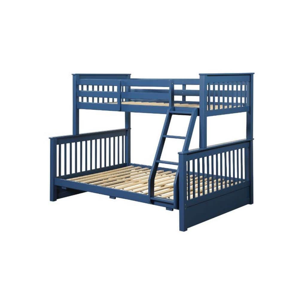 Benjara Blue Full Adjustable Bunk Bed with 2 Drawers and Ladder ...