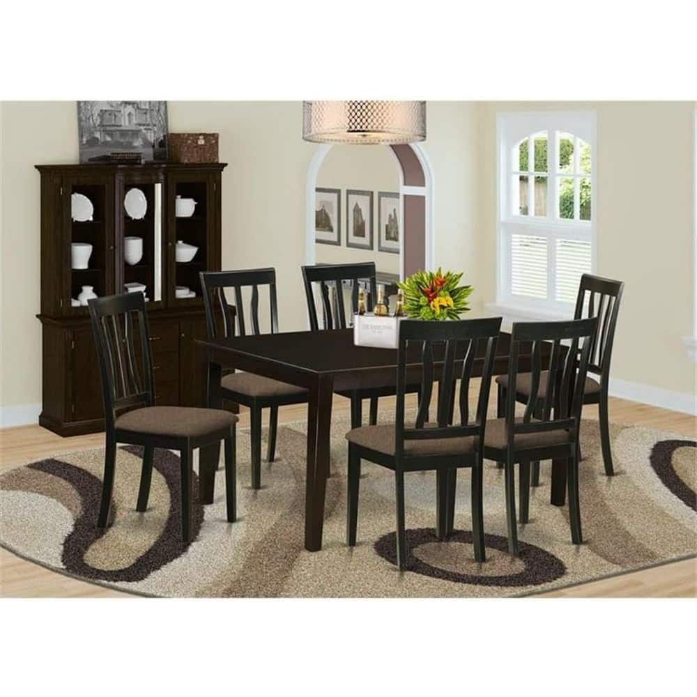 HOME IMPORTS EMPORIUM 7-Piece Rectangle Cappuccino Finish Solid Wood ...