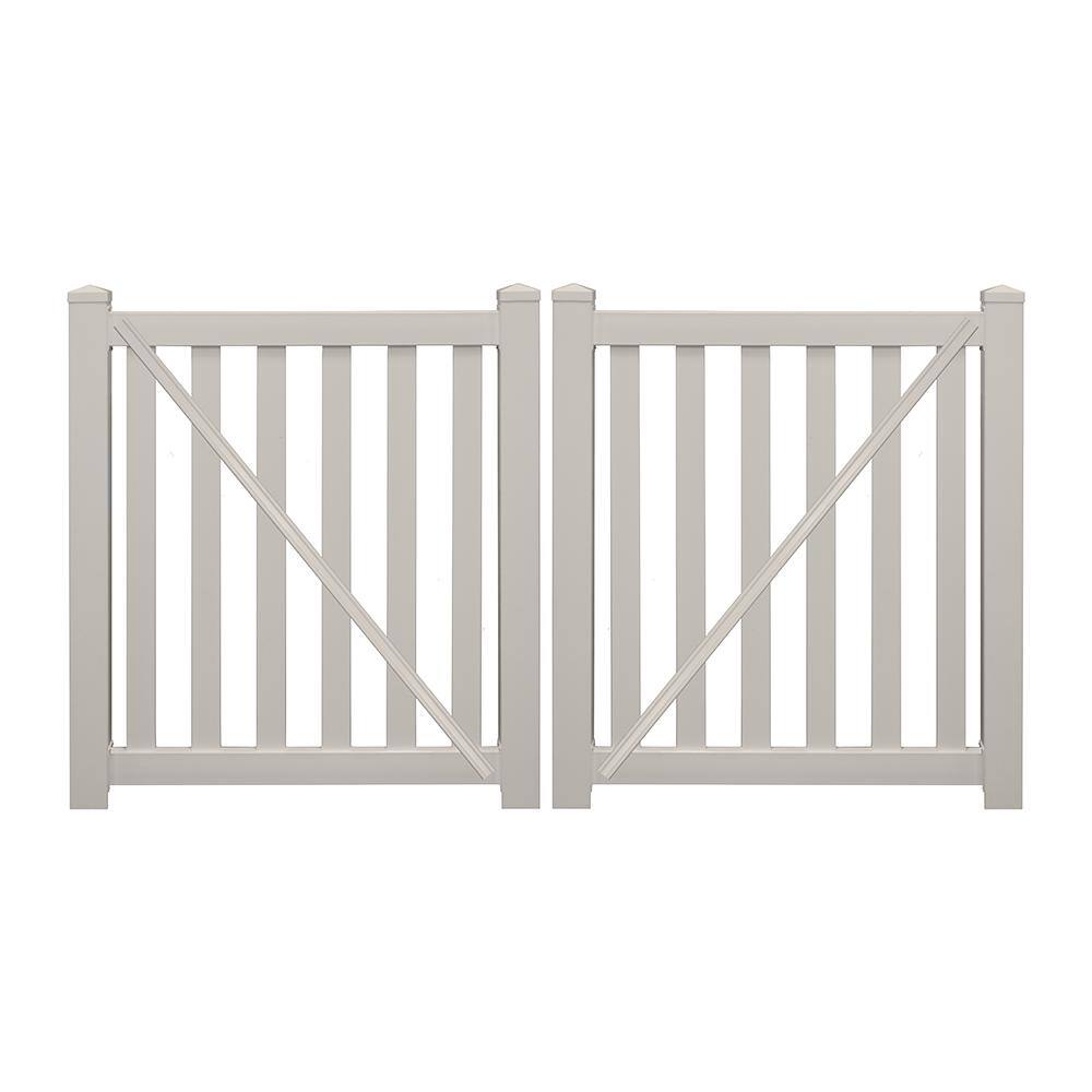 Weatherables Captiva 8 ft. x 4 ft. Tan Vinyl Pool Double Fence Gate ...