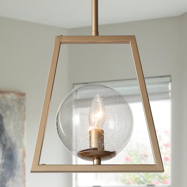 Uolfin Modern Brass Gold Geometric Pendant Light, Naomi 1-Light ...