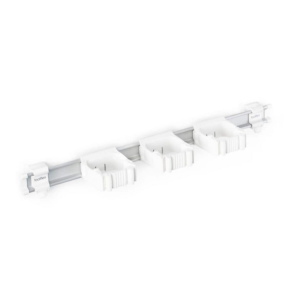 TOOLFLEX 21.5 in. Universal Garage Storage Rail System with 3 White One ...